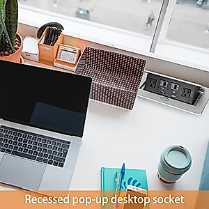 Table Pop Up Outlet, Automatic Pop up Strip Center countertop Socket Recessed Multimedia Strip Socket with USB + Network Connection Box Desktop HDMI for Conference Desk, Office & Hotel