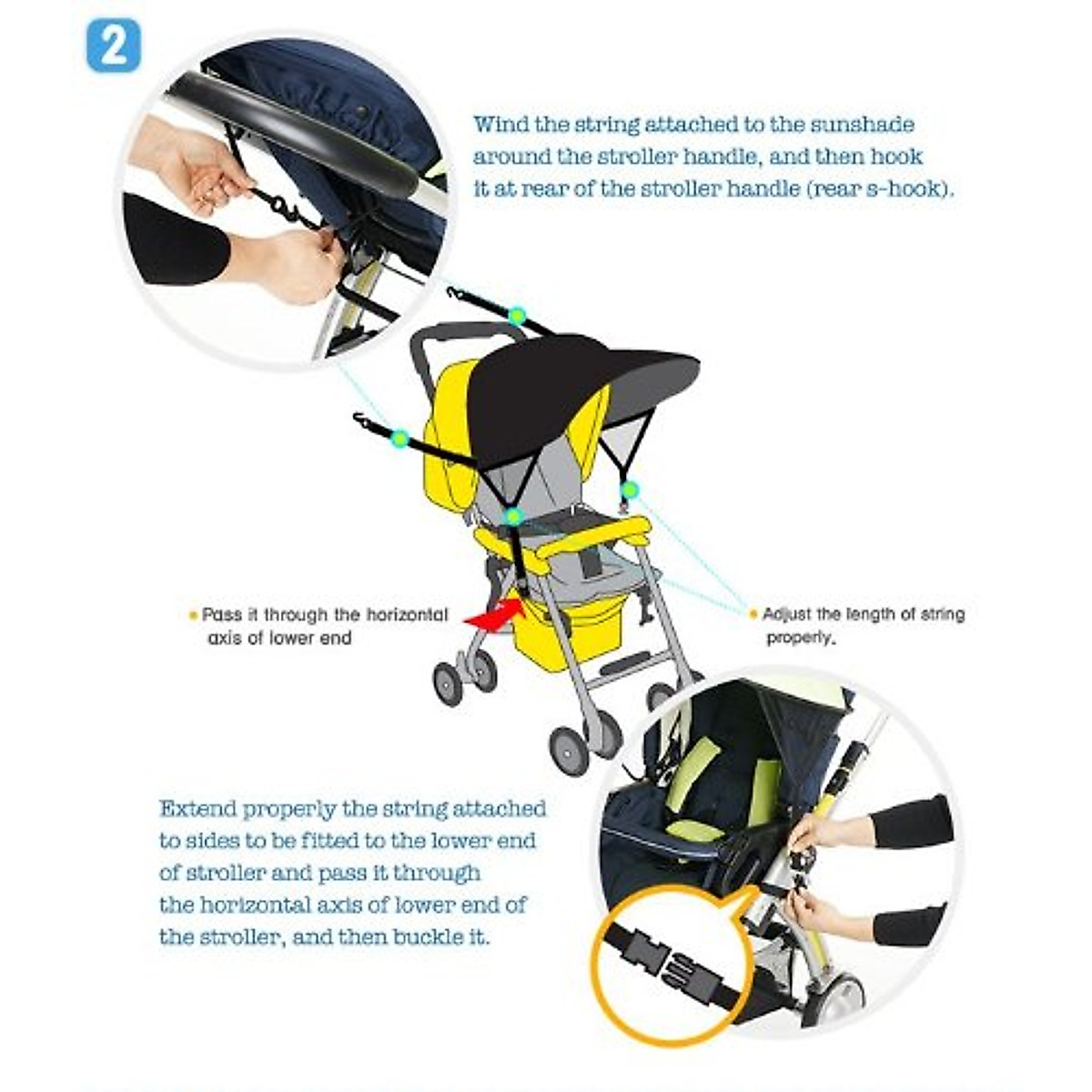 Manito Sun Shade for Strollers and Car Seats (Black) UPF 50+