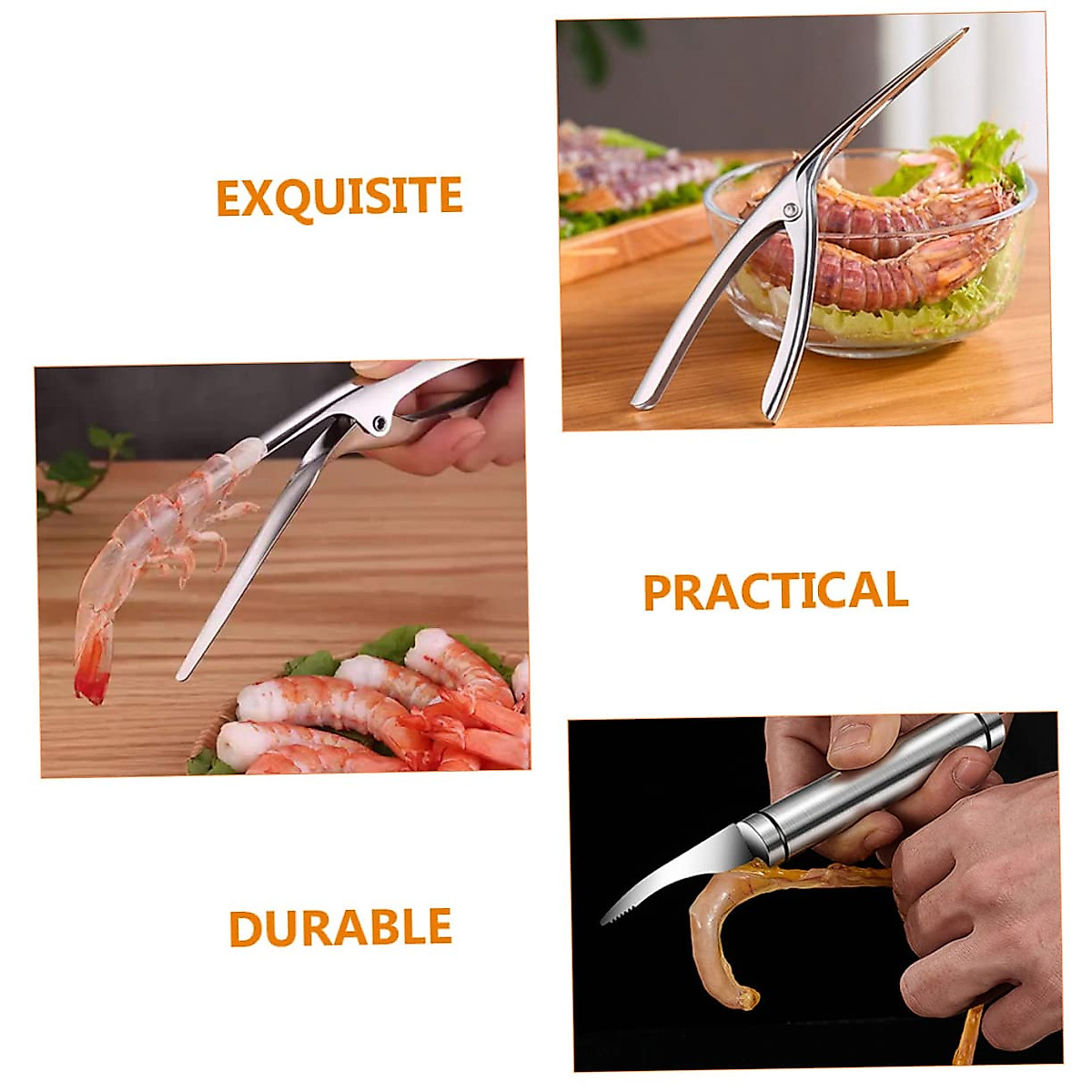 2 Sets Stainless Steel Shrimp Wire Stainless Steel Shrimp Peeler Dual Use Fish Scale Remover Dual Use Shrimp Cleaner Kitchen Accessories Home Accessory Daily Use Fish Scaler