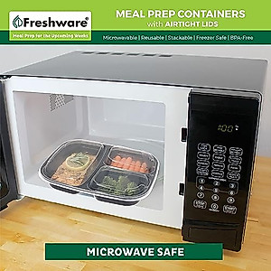 Freshware Meal Prep Containers [150 Pack] 3 Compartment with Lids, Food Storage Containers, Bento Box, BPA Free, Stackable, Microwave/Dishwasher/Freezer Safe (24 oz)