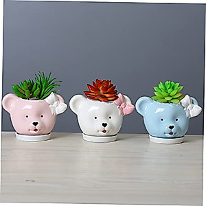 Asakkura 1pc Holder Bear-Shaped Planter Lovely Vase Mini Small Pot Creative Decorative Center Pottery Animals for Outdoor Bonsai Gardening Funny Cartoon Home Poholder Farmhouse Cute