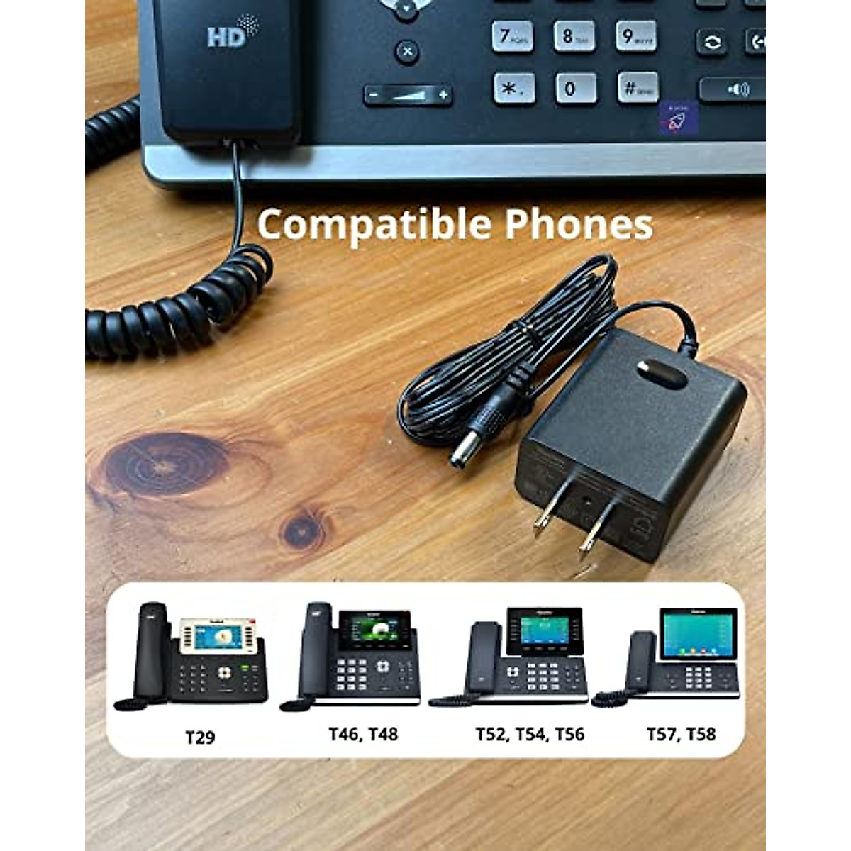 Yealink PS5V2000US Phone Power Supply, for Yealink IP Phones SIP-T29G, T46S T48S,T58A, T58-CAM,T54W, T57W, MP54, MP56 for Teams, GTW Microfiber Cloth