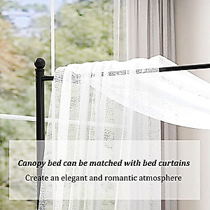 Beautiplove Queen Size Sturdy Metal Canopy Bed Frame with Headboard and Footboard,Easy Assembly,Black