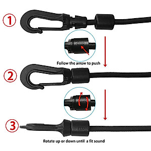 1/4" x 25' Elastic Bungee Shock Cord - Kayak Stretch String Rope with Bungee Shock Cord Hook Suitable for Boat Camping Accessories, Exercise, Fitness and Outdoor Enthusiasts (25 Feet Rope + 10 Hooks)