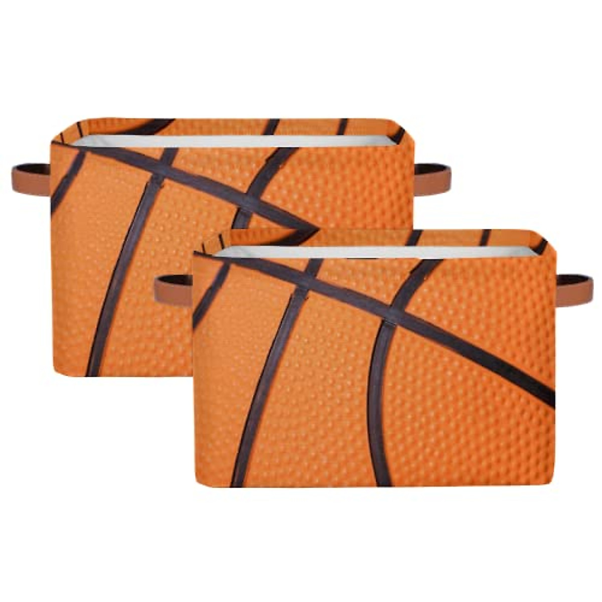 AUUXVA Basketball Texture Storage Bins Baskets Fabric Laundry Baskets, Sport Basketball Storage Cube Boxes Organizer Bag Bin for Toy Organizing Book Storage Shelves Nursery Closet
