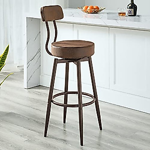 DYH Bar Stools with Back Set of 2, Swivel Kitchen Counter Stools, Industrial Round Barstool Chocolate Brown Bar Chairs, 24 or 29 Inch