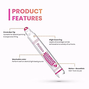 Washable Dot Markers Paint Art – 30 Colors Fine Tip 8mm Dotters Non-Toxic Water Based Shuttle Supplies Kit for Toddlers and Adults