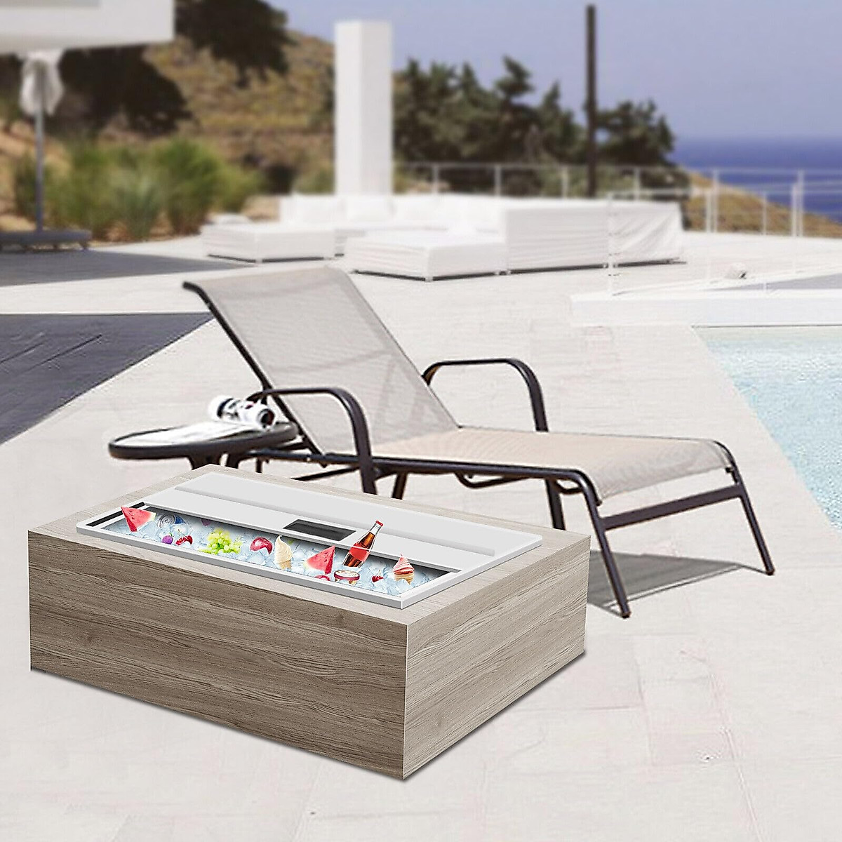 Drop in Ice Chest 104L Drop-in freezer Stainless Steel Ice Cooler Double-walled Design Built-in Thickened Foam Outdoor Kitchen for Cold Wine Beverage