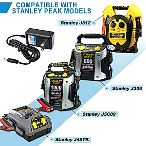 PwrON 6.6FT 13.5VDC 1A AC Adapter Compatible with Stanley J5C09 J312 J45TK Jump Starter, Stanley FATMAX 700 Peak 350 AMP J7CSR J7CS Jump Starter, Peak 300 450 600 700 Amp Jump Starter Power Station