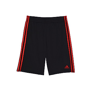 adidas boys Elastic Waistband Classic 3s Shorts, Black With Scarlet, Medium US