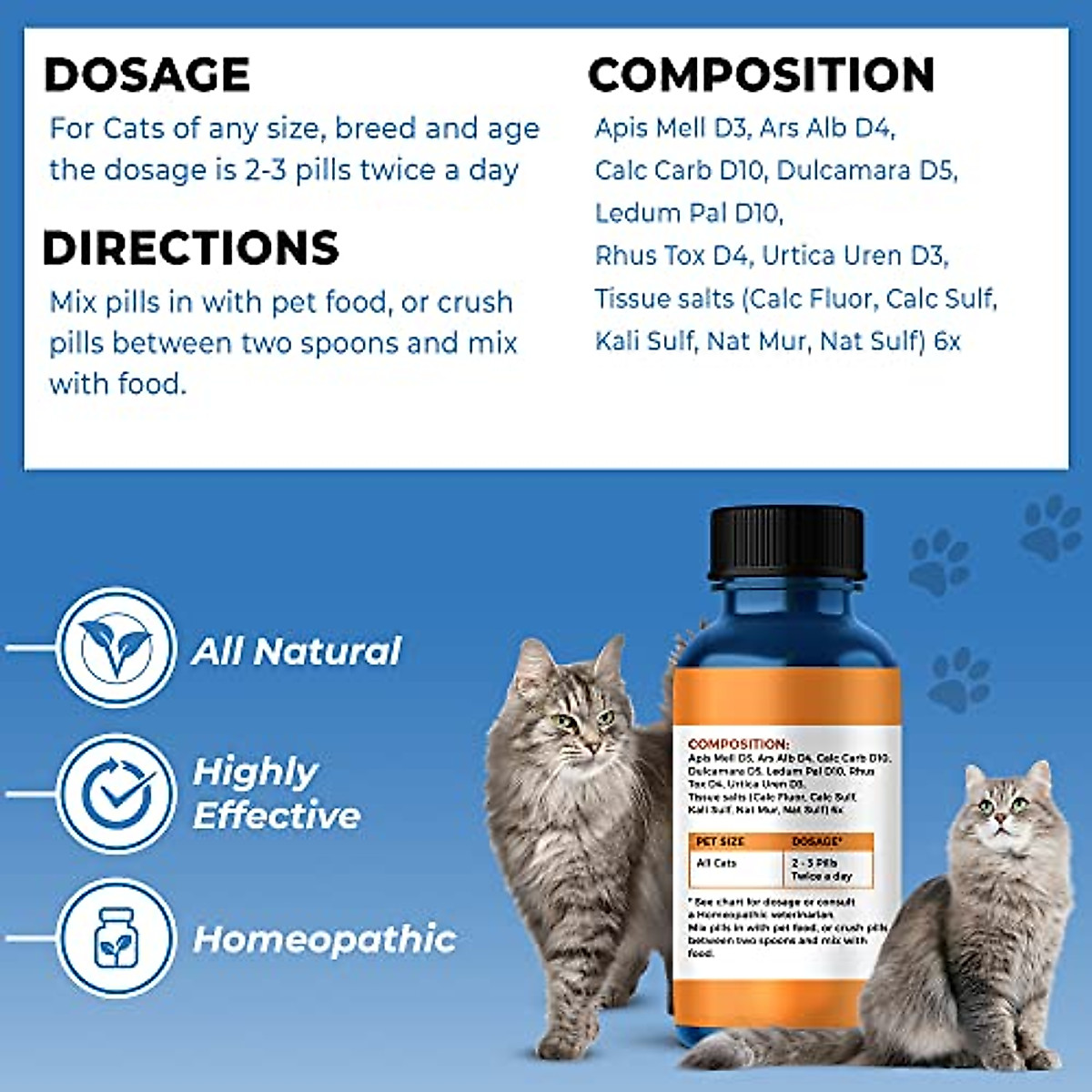 BestLife4Pets All-Natural Healthy Skin and Allergy Relief For Cats - Allergy Medicine For Cats; Cat Allergy Medication; Cat Itchy Skin Treatment - Strengthen Immune System - Easy to Use Pills (450 ct)
