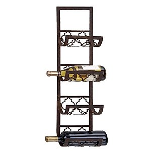 Deco 79 Metal Wall Wine Rack, 28 by 8-Inch, Wine Holder - 4 Bottles