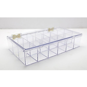 Clear 18 Compartment Storage Plastic Box 10 3/8" L x 6" W x 2" H - 1 Piece Per Pack