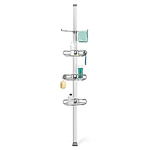 simplehuman 9' Tension Pole Shower Caddy, Stainless Steel and Anodized Aluminum & 8' Tension Pole Shower Caddy, Stainless Steel and Anodized Aluminum
