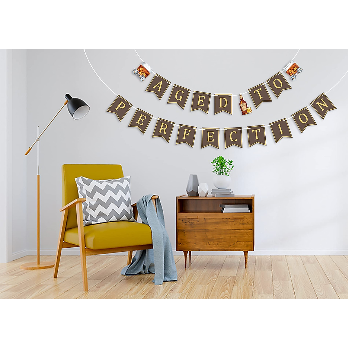 Age To Perfection Birthday Banner, Whiskey Inspired Bday Party Decoration, 30th 40th 50th Birthday Bunting Sign