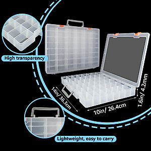 FWEEK 2 Pack Large 48 Girds Plastic Organizer Box with Adjustable Dividers, Clear Storage Organizer Case Jewelry Storage Bead Container Rock Collection Boxes for Screw, Craft, Arts,Tackle