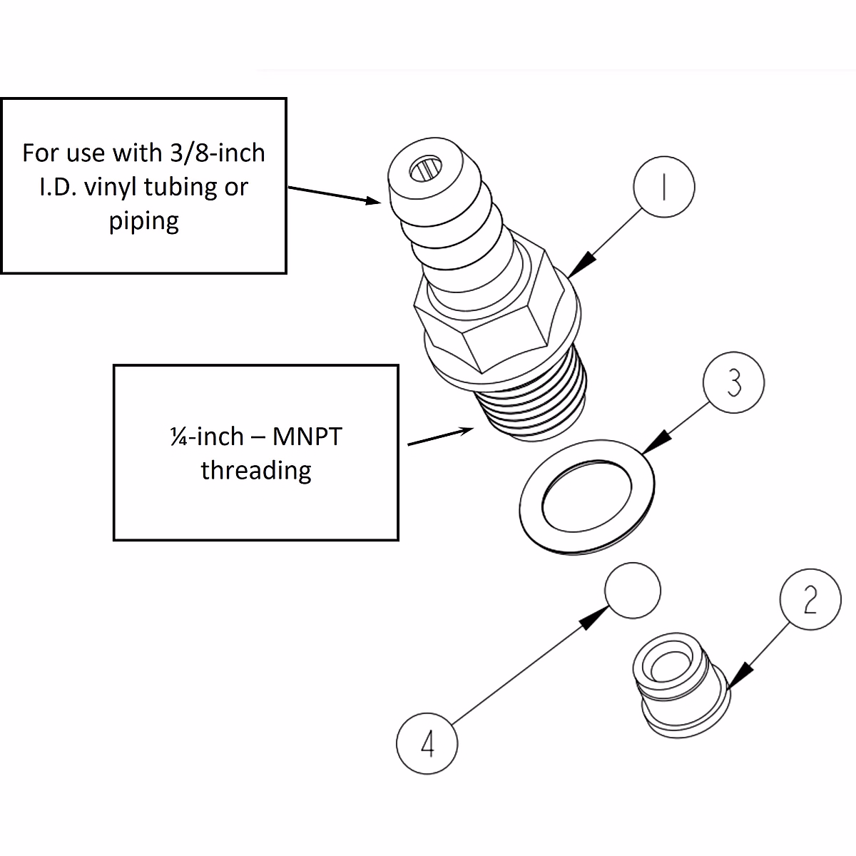 Little Giant CV-10 Check Valve for the following Little Giant Series Condensate Pumps - VCC, VCMA, VCL-14 and VCL-24, 1/4-inch MNPT x 3/8-inch Barbed, Black, 599065