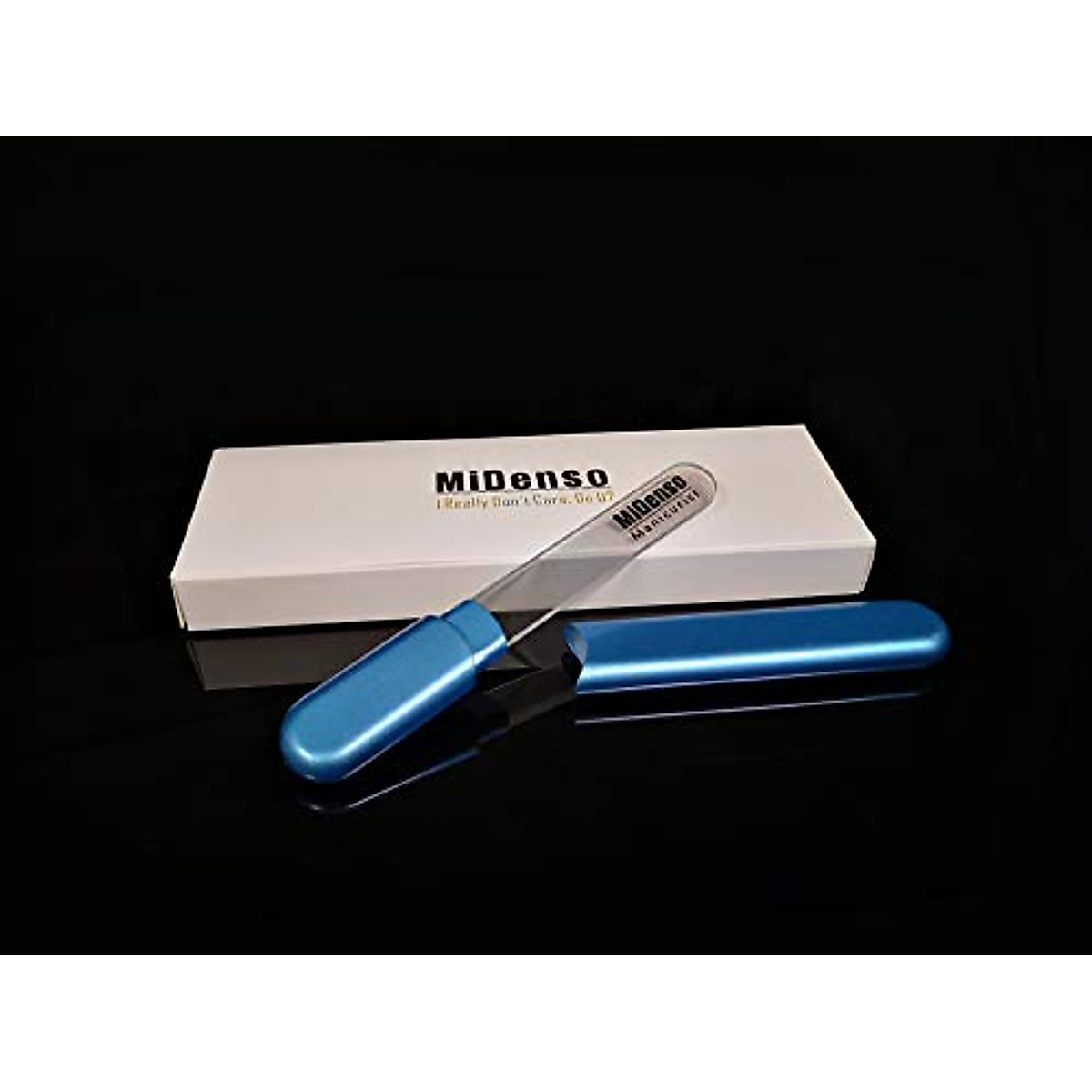 Premium Glass Nail File with Case, Crystal Diamond Salon Best Beauty Nail Buffer for Natural and Acrylic Nails Christmas Gift for Woman and Man,Blue