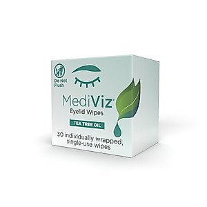 MediViz Tea Tree Eyelid Cleanser Wipes – 30 Single-Use Towelettes – Eyelash & Eyelid Wipes for Soothing Dry Eye Irritation, Demodex Removal & More​