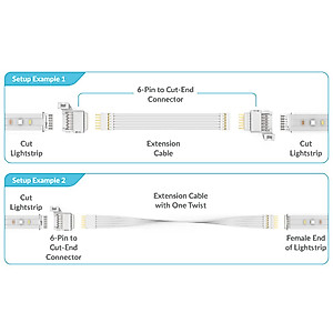 Litcessory 6-Pin to Cut-End Connector for Philips Hue Lightstrip Plus (4 Pack, White - Standard 6-PIN V3)