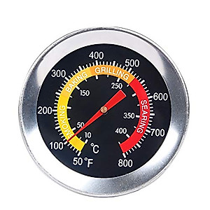 GasSaf BBQ Charcoal Grill Smoker Temperature Gauge Pit Thermometer Dial, 2-3/8 Inch Dial and 3 Inch Stem, High Temperature Range - 50F to 800F