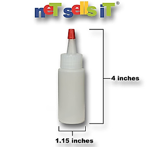 NetSellsIt 4 Pack 1 Oz Mini Squeeze Bottles - Food Grade Translucent BPA-Free LDPE w Yorker Cap for Arts, Crafts, Glue, Icing, Sauce, Condiments, Cake Decorating 30mL