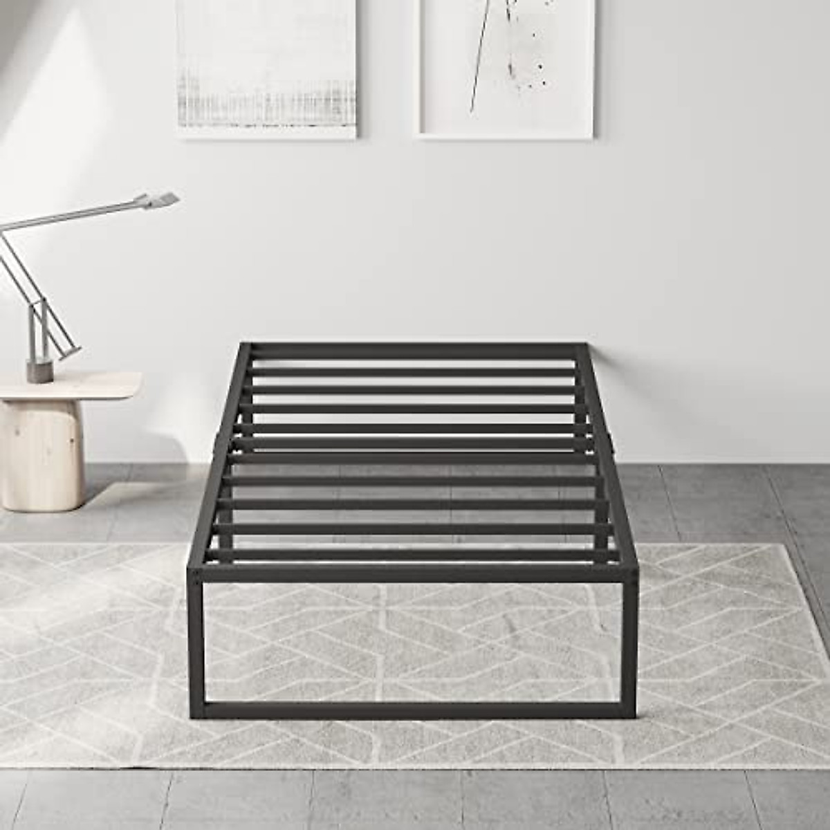 Richwanone 14 inch Twin XL Platform Bed Frame Heavy Duty Metal Mattress Foundation with Steel Slat Support, No Box Spring Needed, Easy Assembly, Black