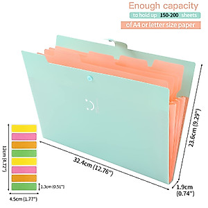 Animusphere A4 File Folders Accordion File Organizer Folders with Pockets Aesthetic Paper Organizer Folder for School Office (Jade)