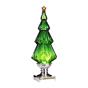 Sparkle Green Holiday Tree Lighted 13.75 inch Acrylic Decorative Tabletop Figurine