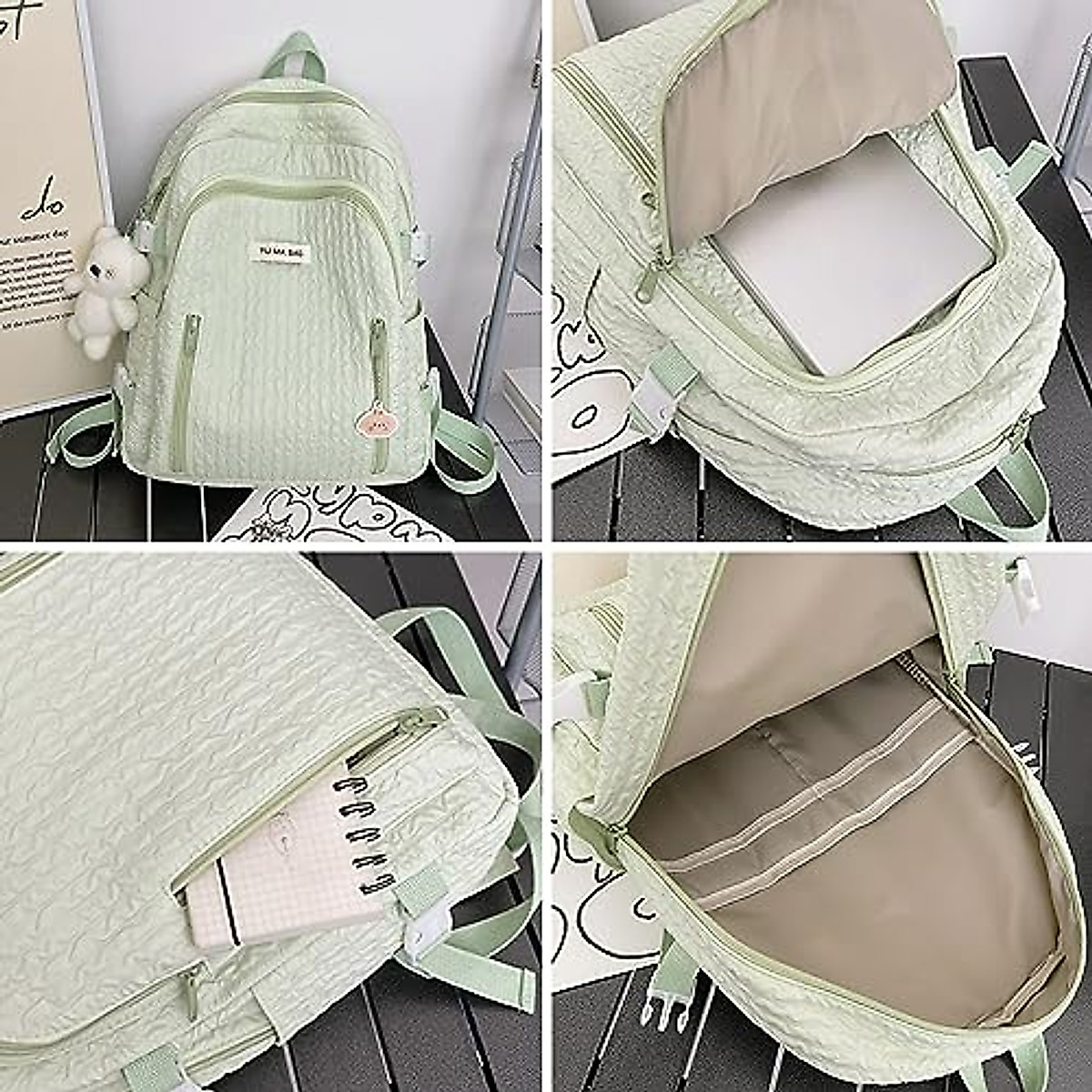 Verdancy Kawaii Backpack for Teens School College Students Travel Aesthetic Bookbag Cute Schoolbag Casual Daypack (Yellow)