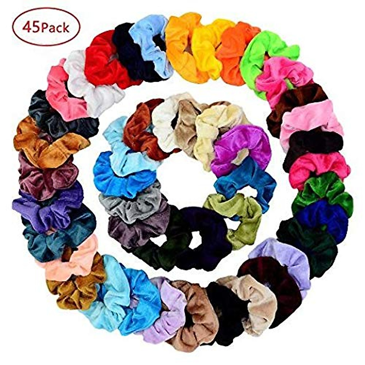 Chloven 45 Pcs Hair Scrunchies Velvet Elastics Hair Bands Scrunchy Hair Ties Ropes Scrunchie for Women Girls Hair Accessories - Great Gift for Holiday Seasons