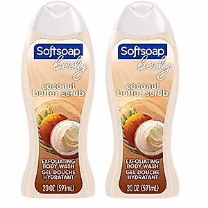 Softsoap Body Wash, Coconut Butter Scrub Body Wash, Exfoliating Body Wash, 20 Ounce (Pack of 2)