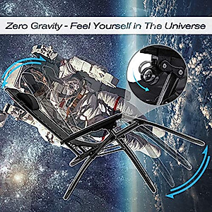 HCB Zero Gravity Chair Patio Folding Lawn Lounge Chairs Outdoor Lounge Gravity Chair Camp Reclining Lounge Chair with Pillows for Vacation (Black)