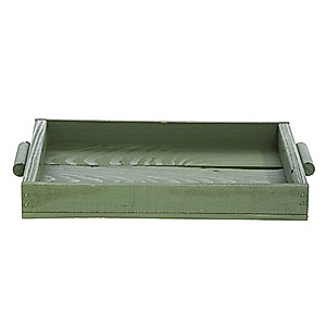 HUBERT Display Tray with Handles Green Wood - 15 1/2 W x 10 1/2 D x 2" H