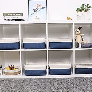 Bidtakay Baskets Set Fabric Storage Bins-Navy Blue Bundled Baskets of 2 Large Baskets 16" X 11.8" X 11.8" + 6 Small Baskets 11.8" X 7.8" X 5" for Closet, Shelves