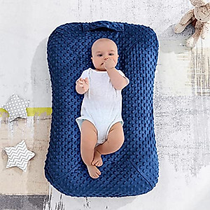 Removable Slipcover for Newborn Lounger, Super Soft Premium Minky Dot Baby Lounger Cover Fit for 29 x 17 x 4 inches Infant Padded Lounger, Ultra Comfortable, Safe for Babies Small Size (Estate Blue)