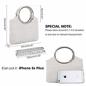 KISSCHIC Women's Handbag Crystal Rhinestone Evening Clutch Bags Party Wedding Clutch Purses (Silver)