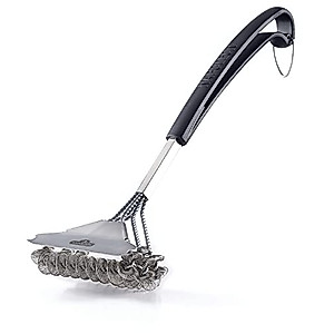 Napoleon Barbecue Grill Accessory 62059 - Bristle-Free Triple-Row Grill Brush with Rolled Stainless Steel - BBQ Grill Maintenance Accessory, Rolled Stainless Steel Coils