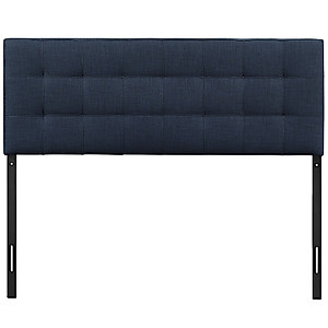 Modway Lily Tufted Linen Fabric Upholstered Queen Headboard in Navy