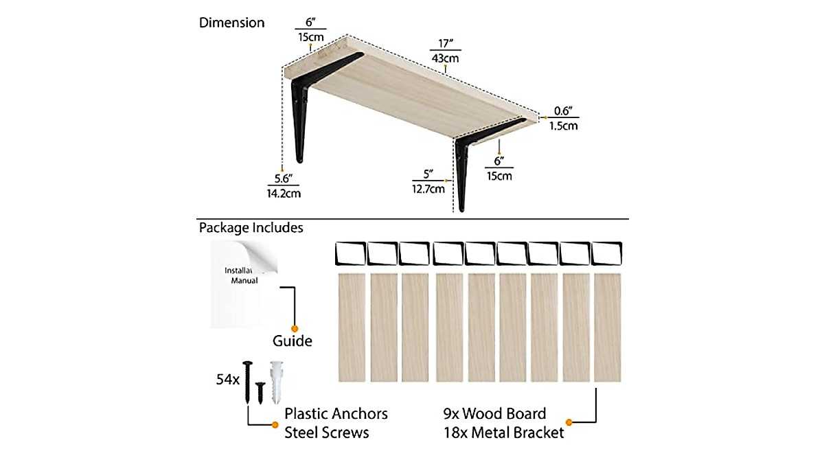 Wallniture Arras Floating Shelves for Wall Decor, Bookshelf Living Room ...