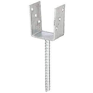 Gah-Alberts 214104 U-Shaped Post Holder with Concrete Base Made from Ribbed Steel Hot-Dip Galvanised Width 91 mm