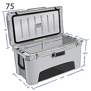 Frosted Frog Gray 75 Quart Ice Chest Heavy Duty High Performance Roto-Molded Commercial Grade Insulated Cooler