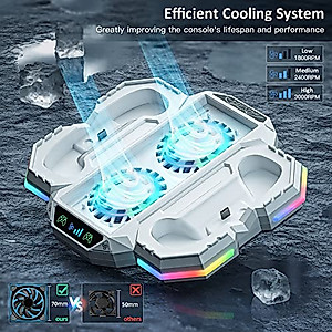 Narati RGB Cooling Charging Stand with Fan for Xbox Series S, 2X 1400mAh Rechargeable Batteries, Cooling System, Charger Station, Headset Hook Accessories for Xbox S