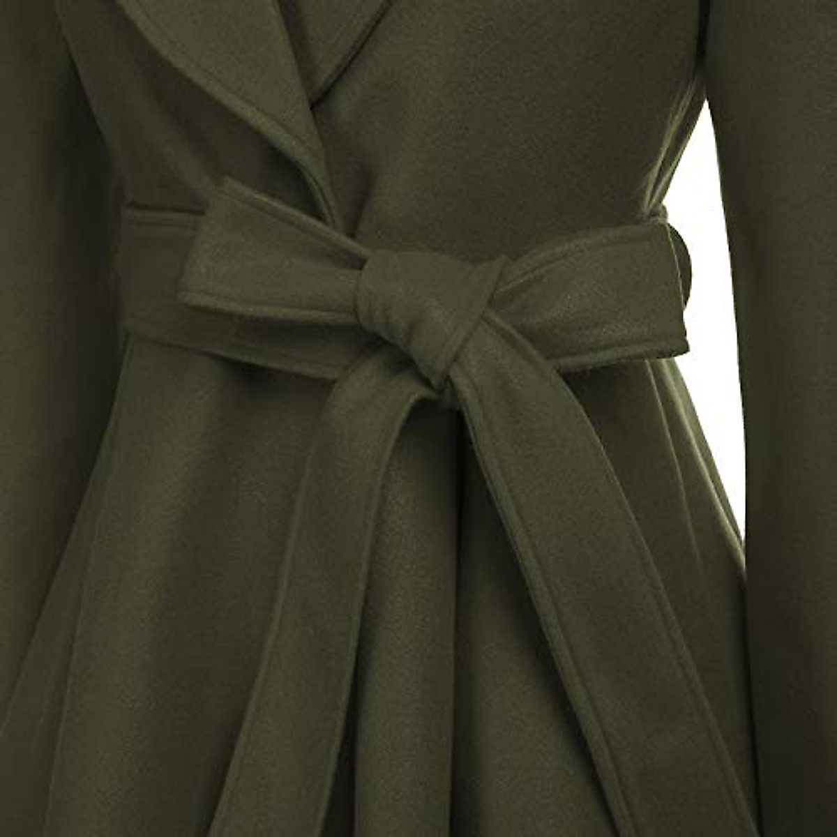GRACE KARIN Women's Basic Designed Lapel Mid-long Fit Flare Pea Coat with Belt Army Green-Belt XL