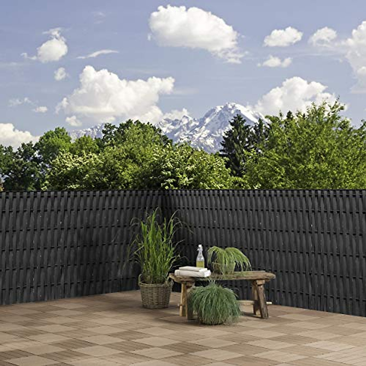 Windhager Sichtschutzstr anthr Livingston 07075 Privacy Screen Strips, Double Rod Mats for Fence, 50 m x 4.6 cm, Anthracite, Charcoal