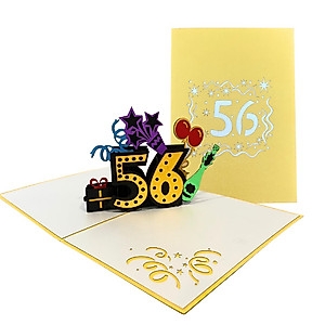 ALPHAK Happy 56th Birthday 3D Pop Up Card, Birthday 3D Greeting Card, 56th Birthday Gifts