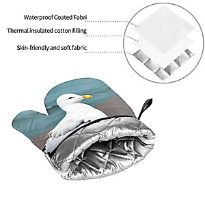 Cute Seagull Versatile Waterproof Heat-Resistant Gloves and Pot Holder Set Elevating Your Baking and BBQ Experience Oven Mitts and Pot Holders Sets