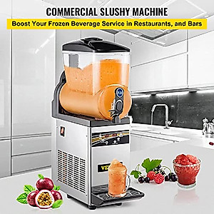 VEVOR Commercial Slushy Machine, 15L Tank Commercial Margarita Machine, 500W Stainless Steel Frozen Drink Machine, Temperature Slush 26.6°F to 28.4°F Margarita Slush Maker, Perfect for Cafes Bars