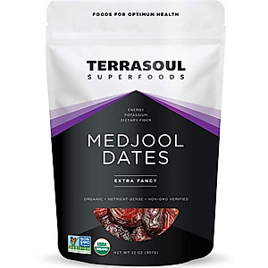 Terrasoul Superfoods Organic Medjool Dates, 2 Lbs - Soft Chewy Texture | Sweet Caramel Flavor | Farm Fresh