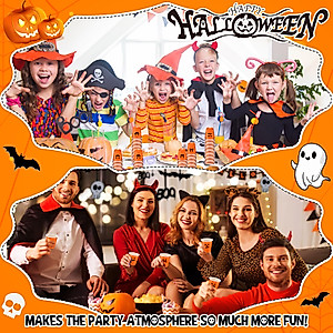 Lounsweer 100 Pcs Halloween Plastic Glasses Cups 2 Oz Disposable Cups Grimace Mini Party Plastic Glasses for Halloween Birthday Tasting Serving Samples Cups, Orange